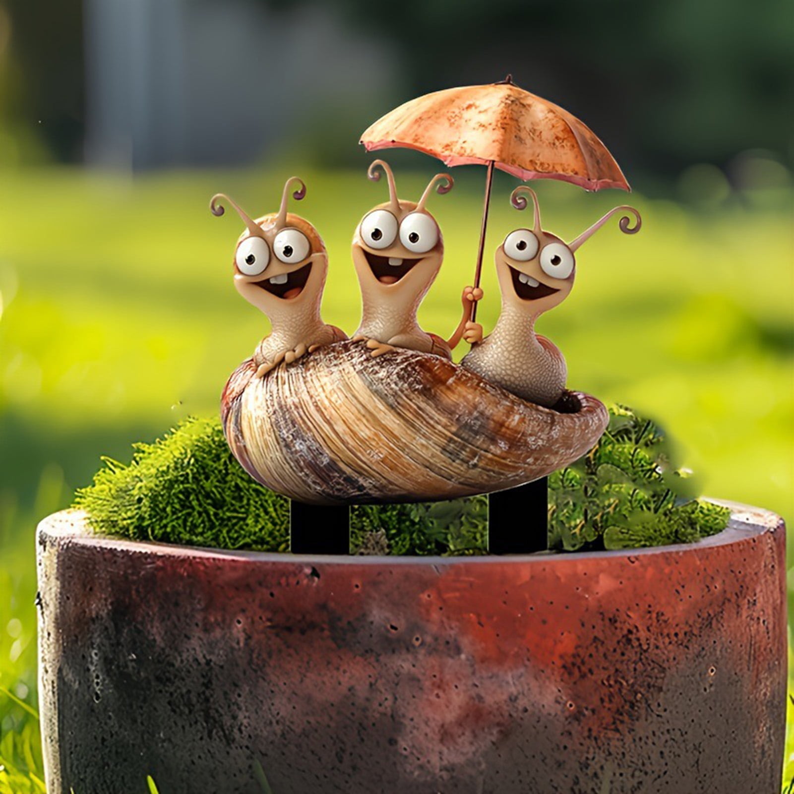 Joernso Snail Garden Stake Cartoon Snails Planter Pot Decor Yard ...