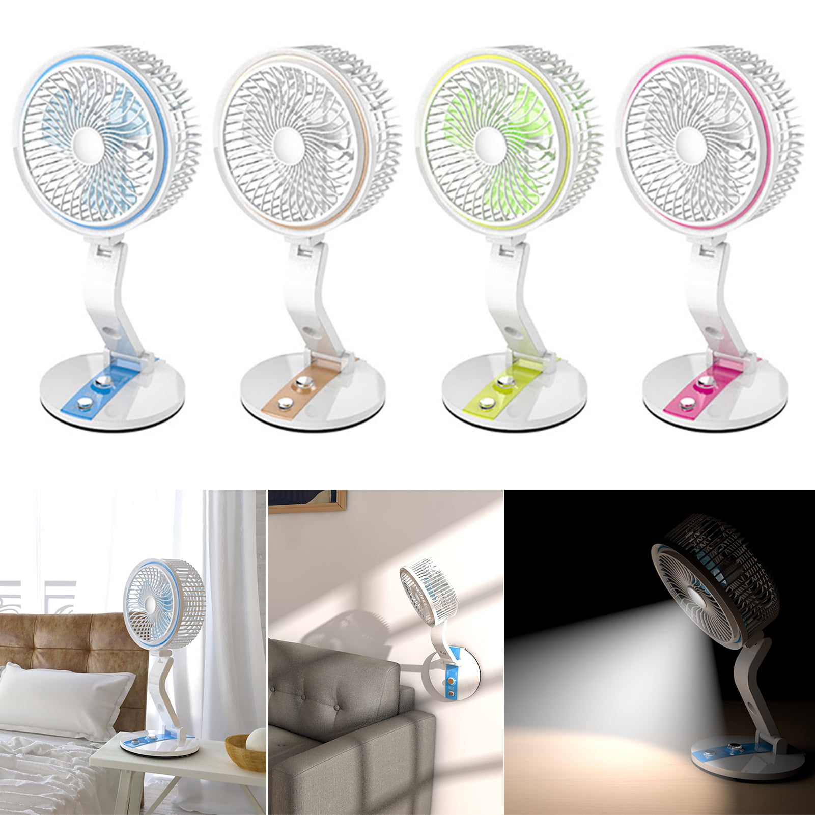 Joernso Solar Powered Desk Fan with LED Lamp Low Noise 360-Degree ...
