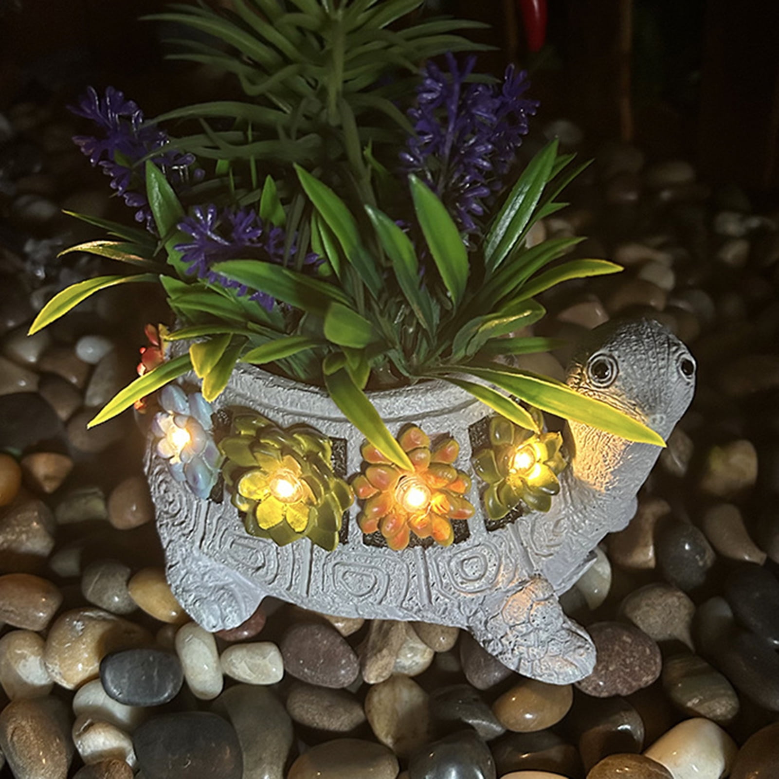 Joernso Solar Powered Mini Tortoise Sculpture with Light Waterproof UV ...