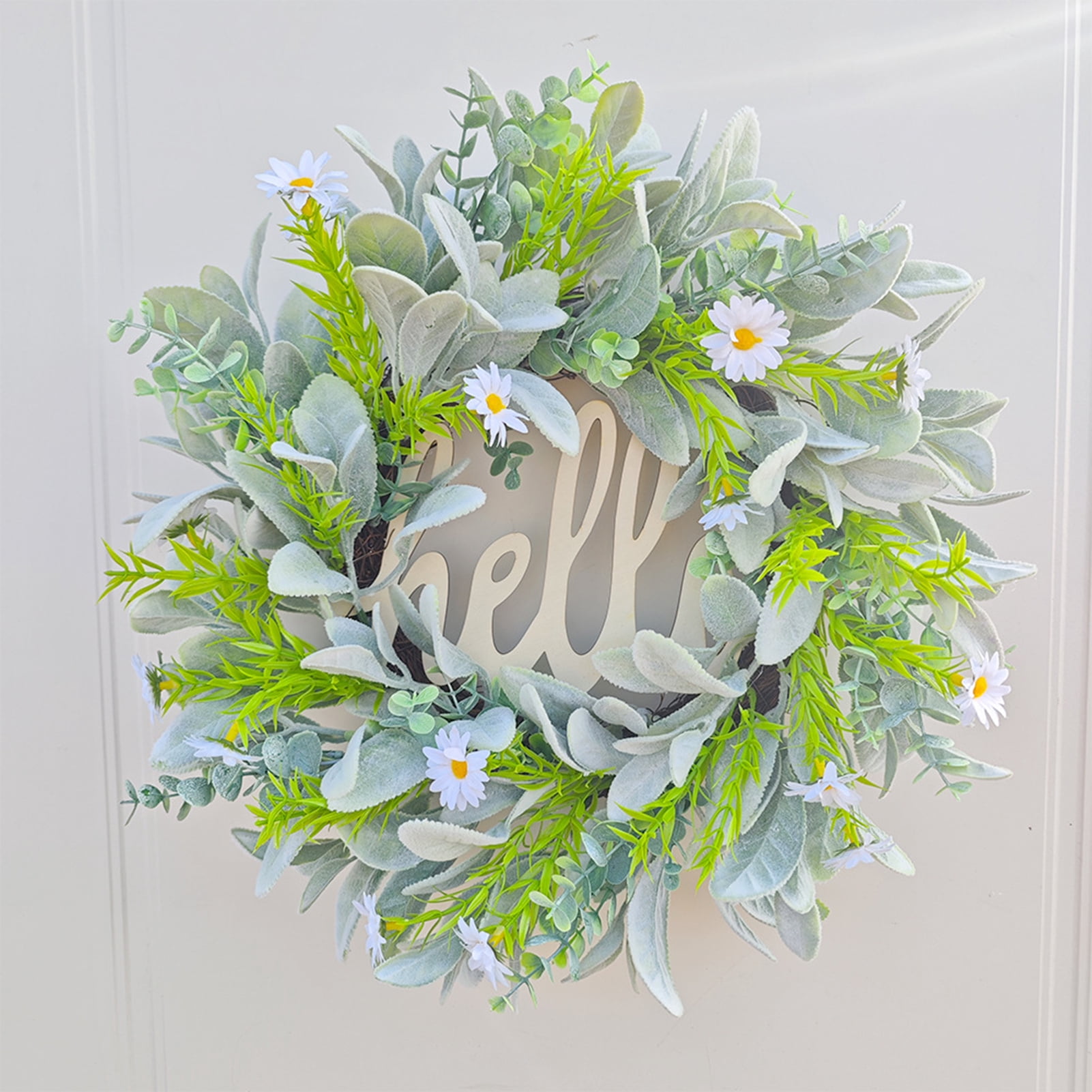 Joernso Spring Wreath Artificial Flower Greenery Garland Farmhouse ...