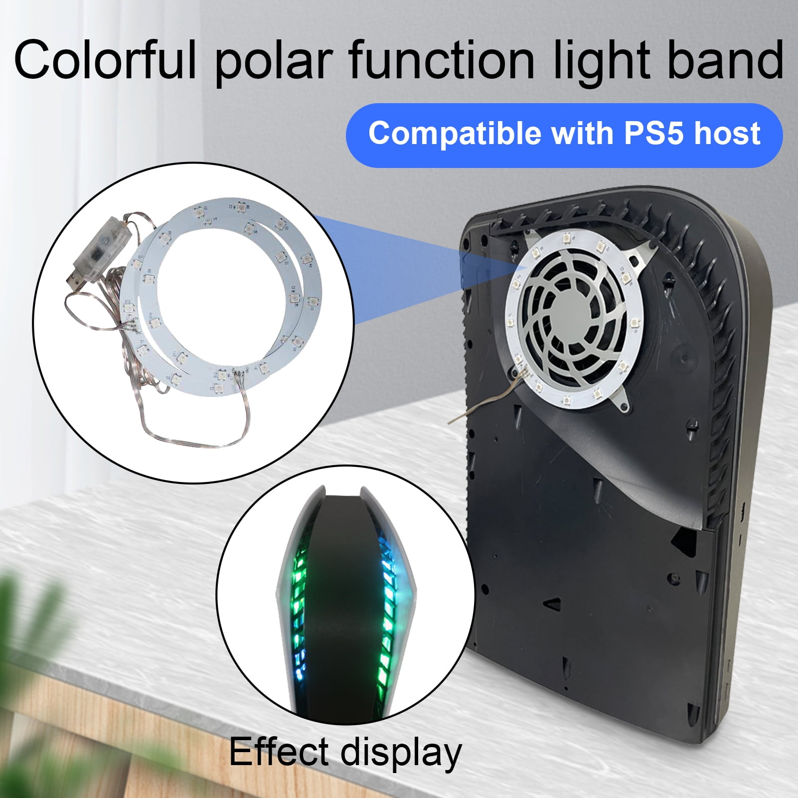 Joernso Strip Light Decorative Pickup Function LED Console Cooling Fan ...