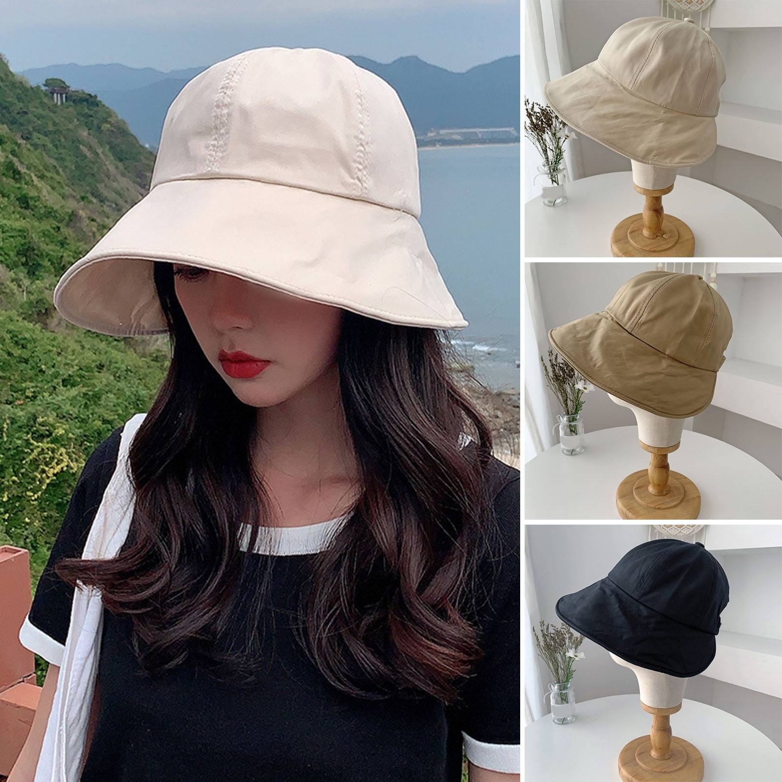 Joernso Summer Women Fisherman Hat Big Brim Foldable Double sided Wear ...
