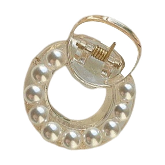 Joernso Sweet Mini Round Faux Pearls Hair Clip Non-slip Cross Teeth ...
