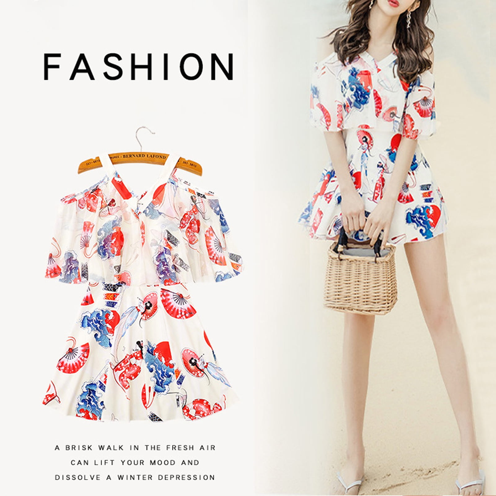 Joernso Swimsuit Conservative One Piece Floral Backless Bikini Skirt ...