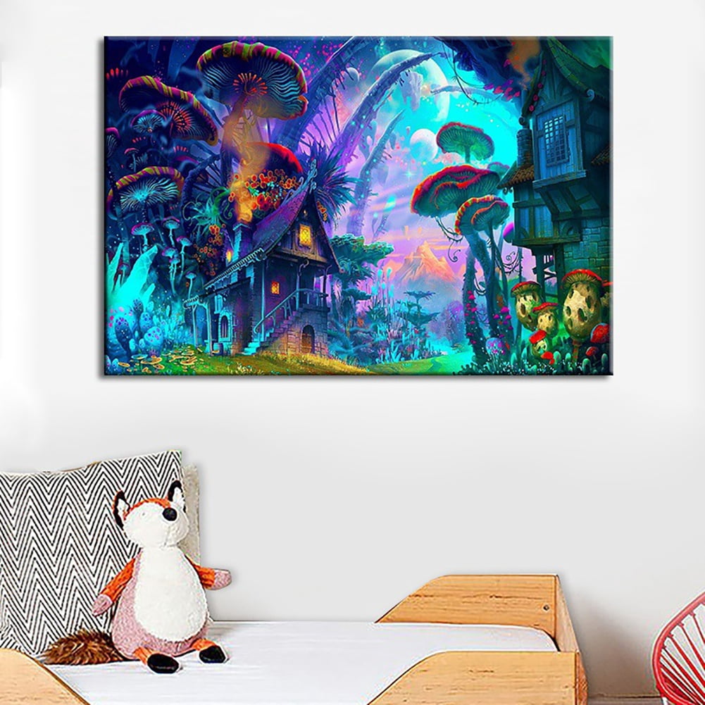 Joernso Unframed Cartoon Forest Canvas Painting Kids Room Picture ...
