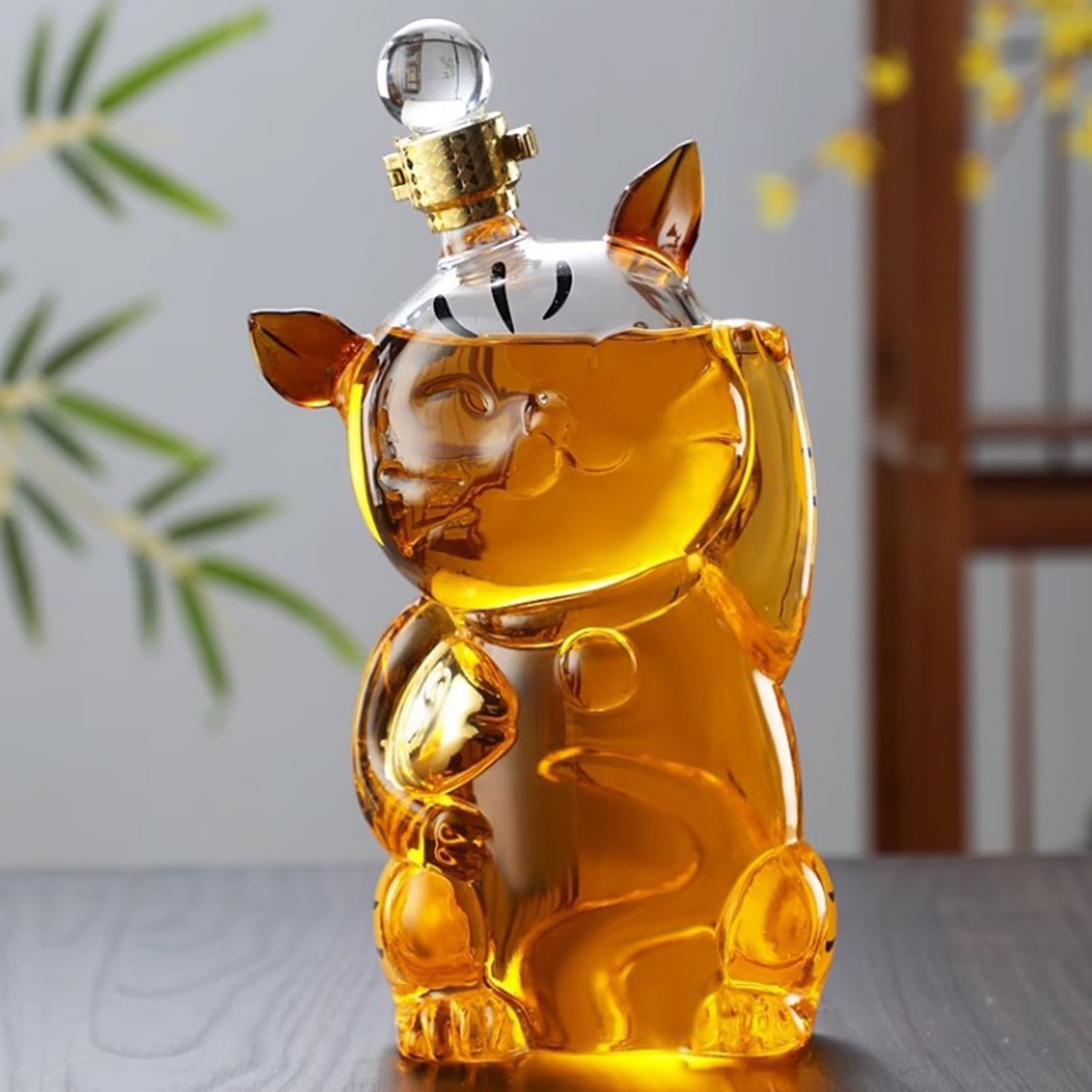 Joernso Whiskey Cat Bottle Decanter 1000ml Unique Glass Decanter for ...