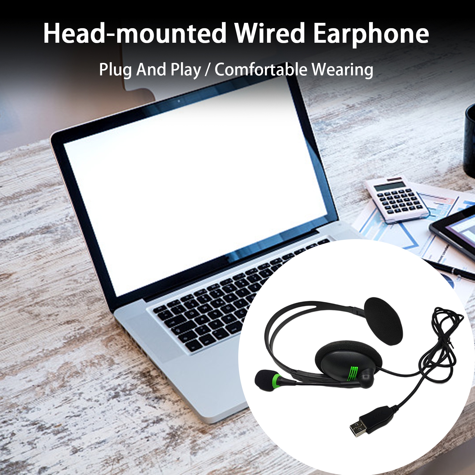 Joernso Wired Headset USB Interface Ergonomic with Microphone Noise ...
