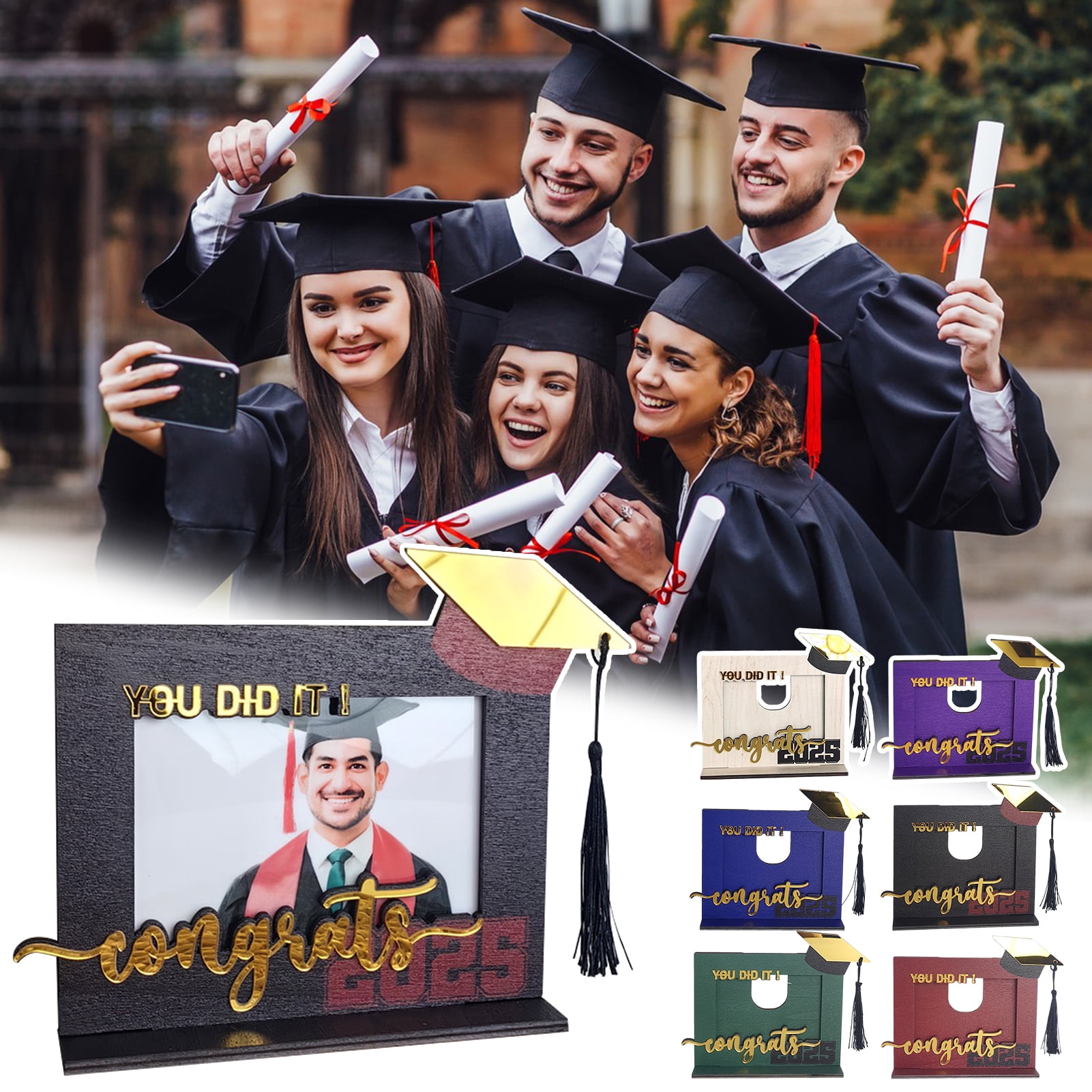 Joernso Wooden Graduation Photo Frame Bachelor Hat Graduates Picture ...
