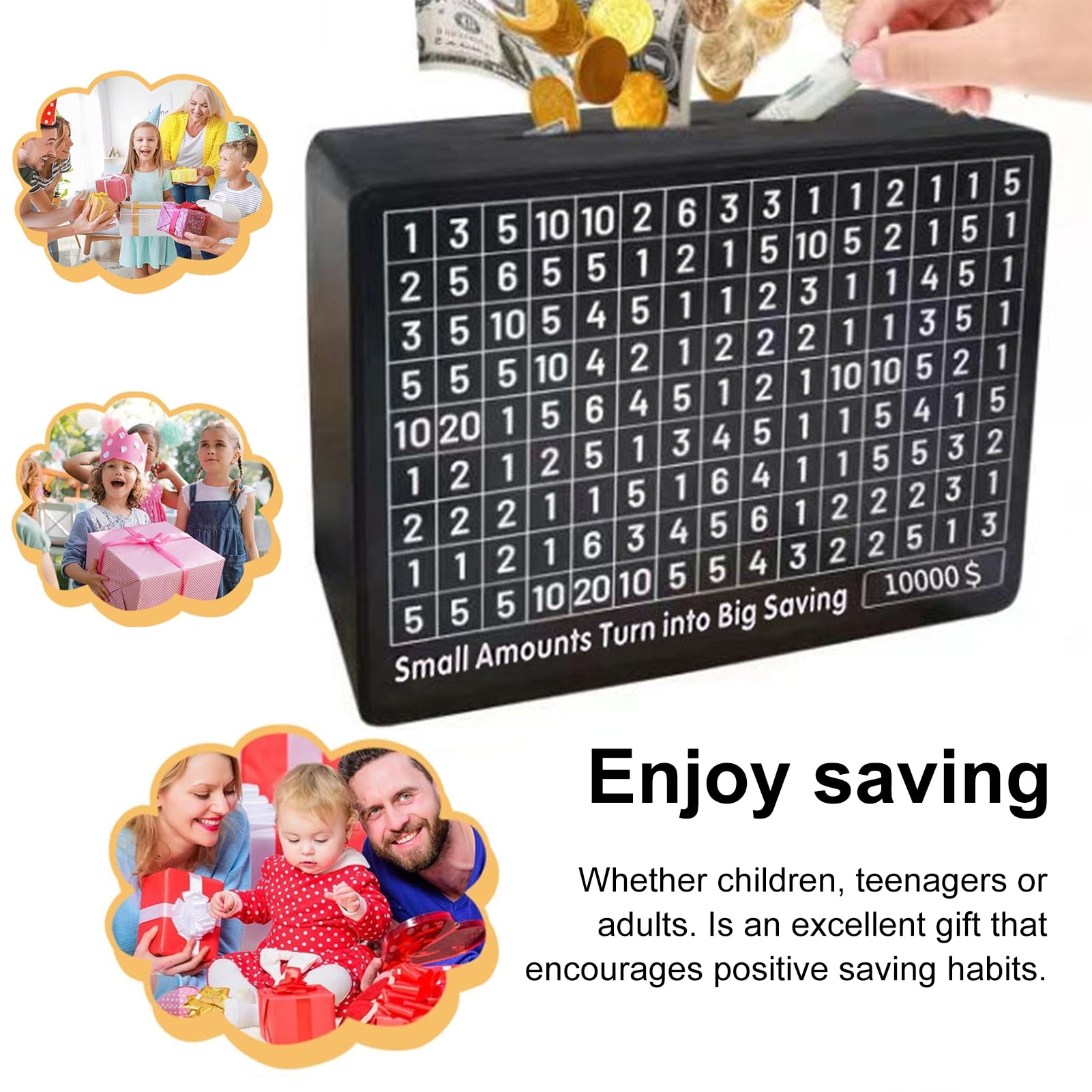 Joernso Wooden Money Saving Box 10000/1000 Savings Challenge Box Coin ...