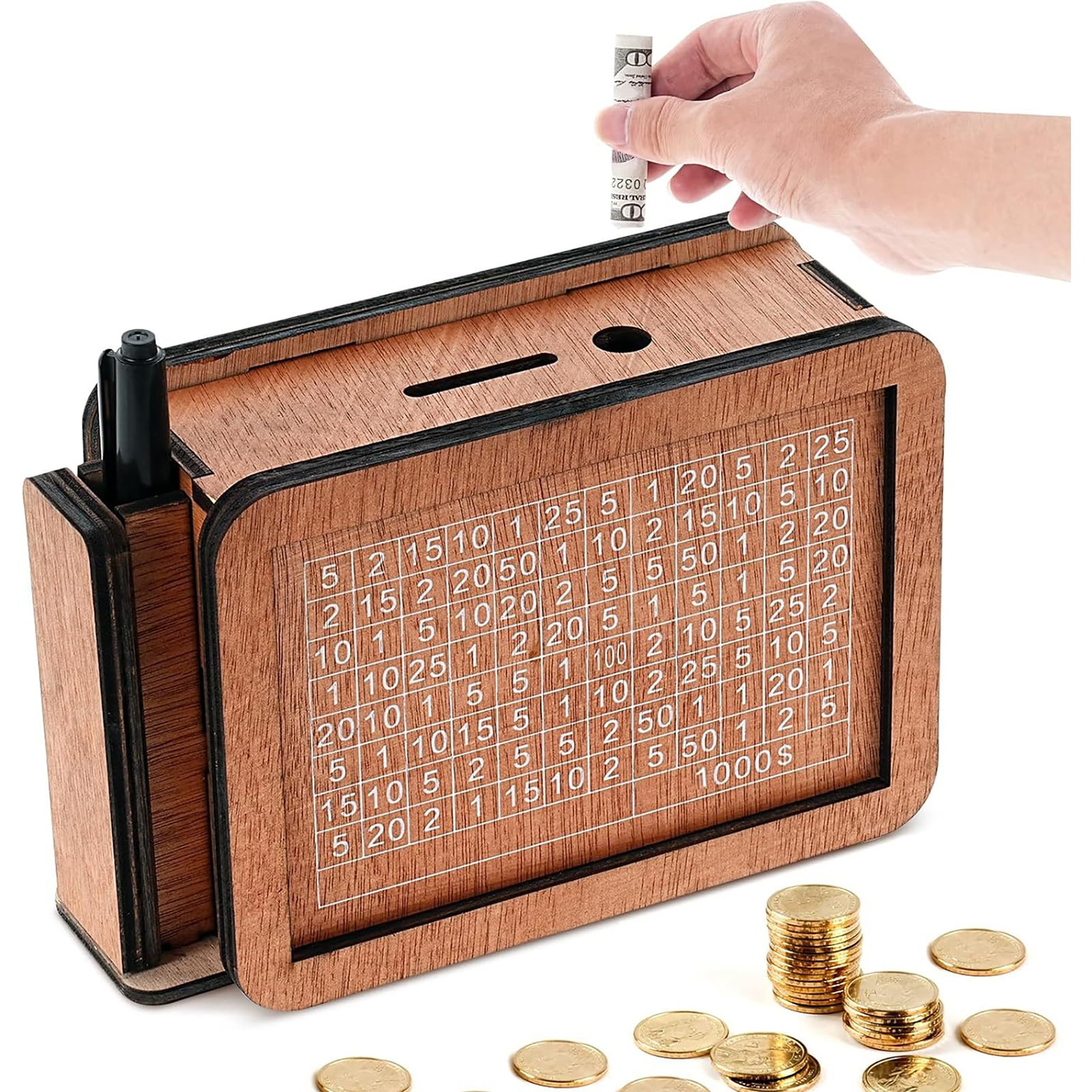 Joernso Wooden Piggy Bank Money Box Cash Vault Savings Box Money Box ...