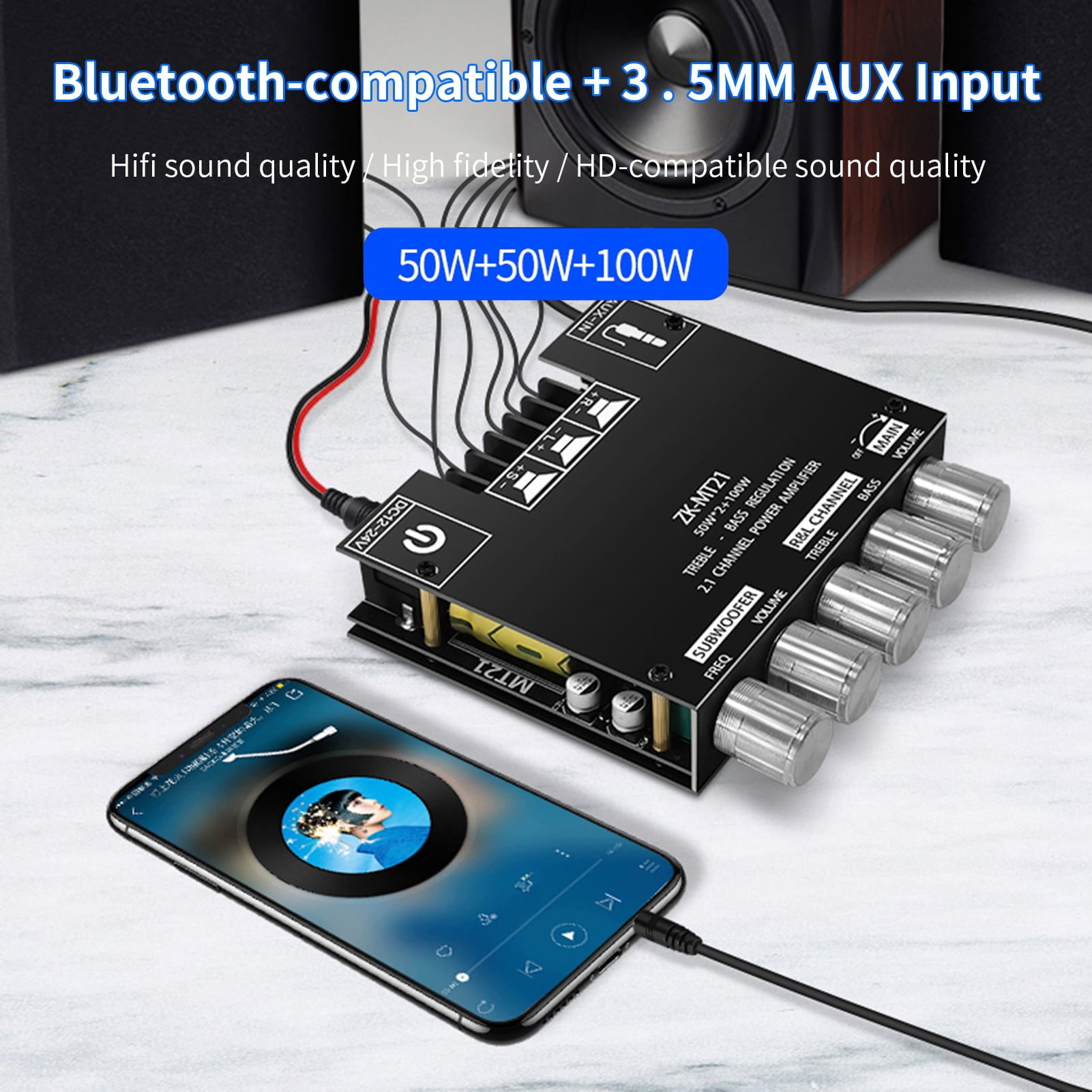 Joernso ZK-MT21 Digital Amplifier Board HiFi DIY Mini Bluetooth ...
