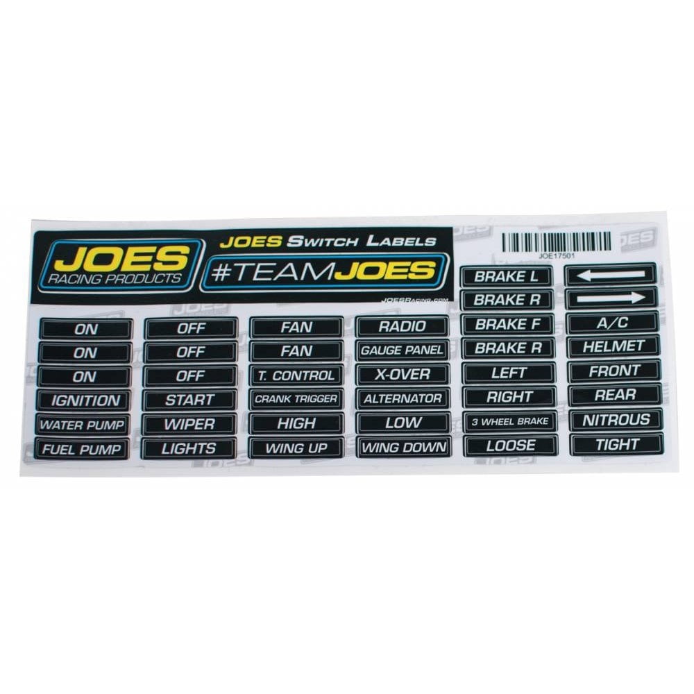 Joes Racing Switch Panel Labels Automotive Specialty Parts, 40 Piece ...