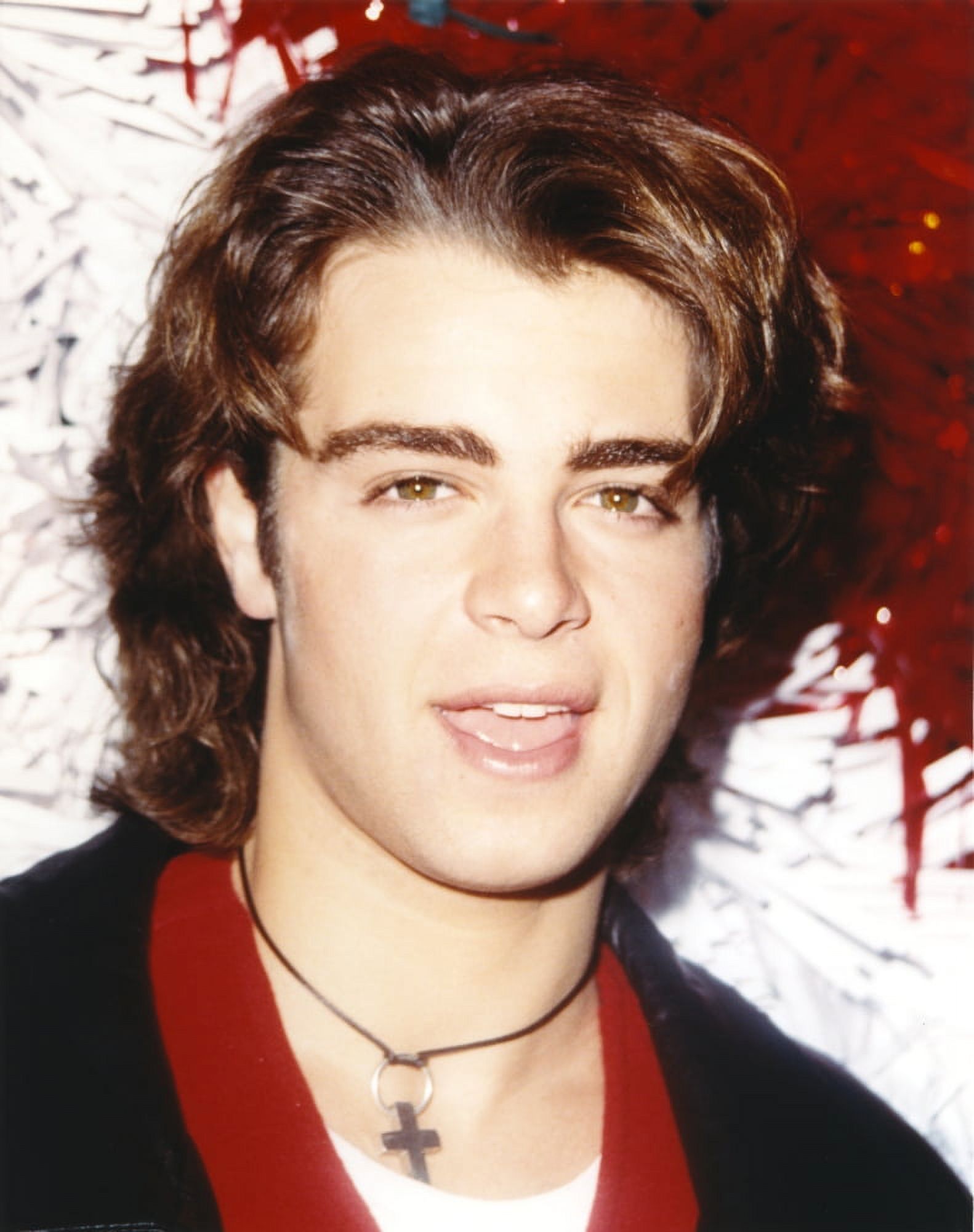 Joey Lawrence wearing a Crucifix Necklace in a Close Up Portrait Photo ...