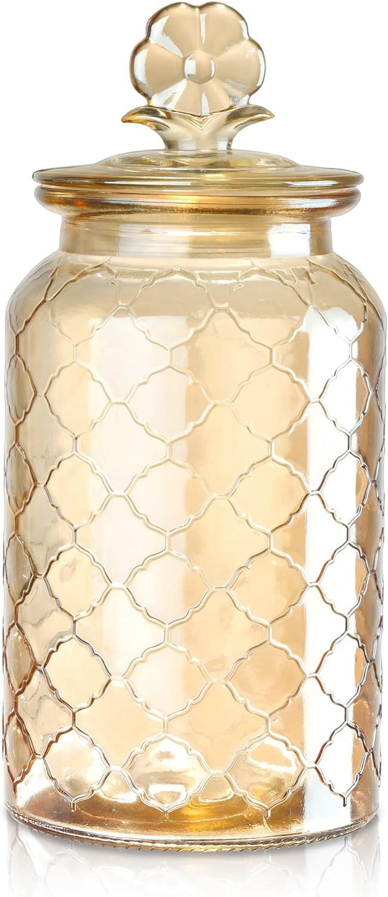 Joeyan 45 oz Amber Glass Storage Jar with Airtight Glass Lids, Vintage ...