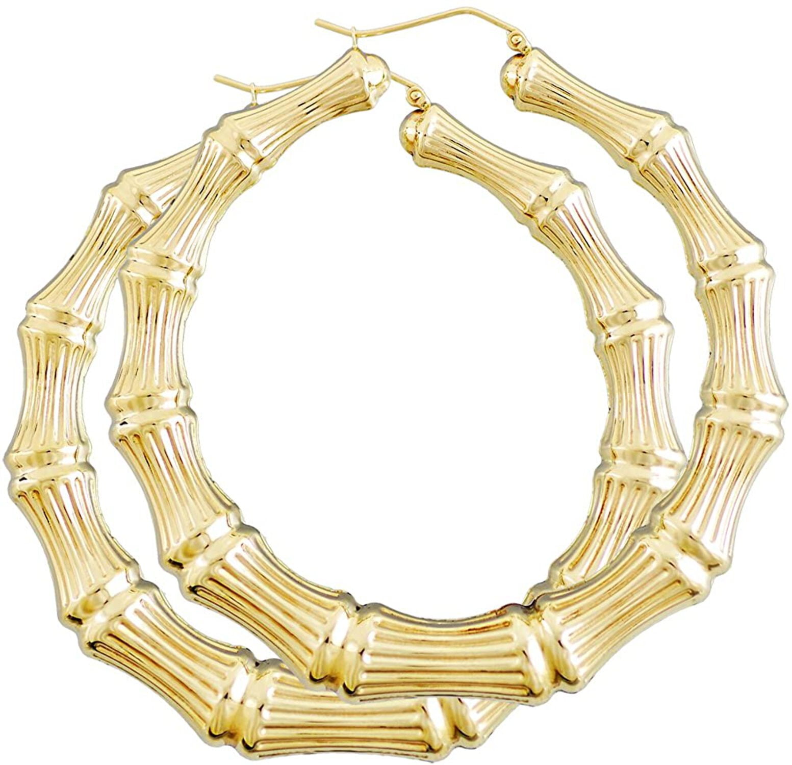 JoeytheJewelryNY 18k Layered Real Gold Filled round bamboo hoop ...