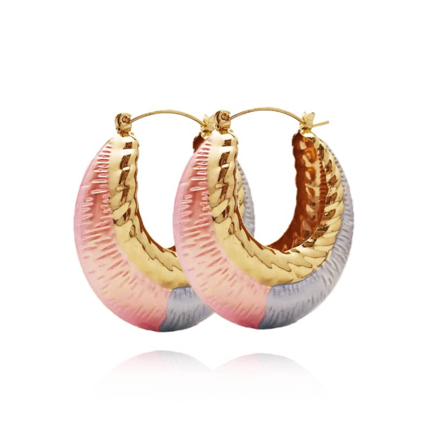JoeytheJewelryNY 18k Layered Real Gold Filled round bamboo hoop ...