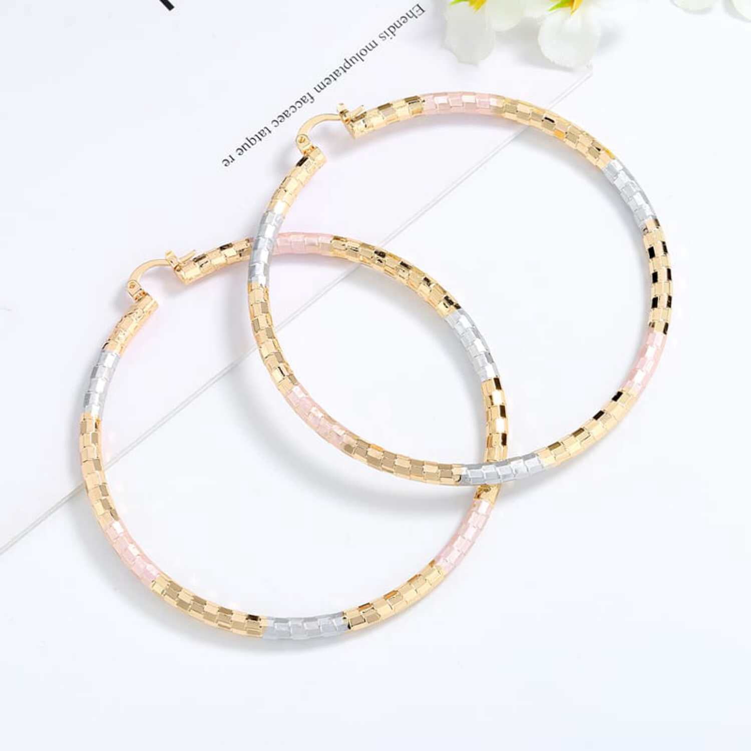 JoeytheJewelryNY 18k Layered real gold filled Round hoop earrings tri ...