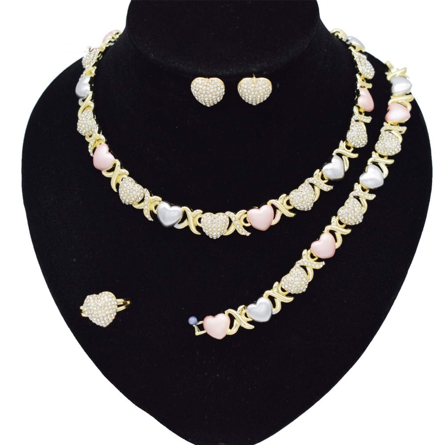 JoeytheJewelryNY HUGS &KISSES xo set tri colors xo set gold Plated #155 ...