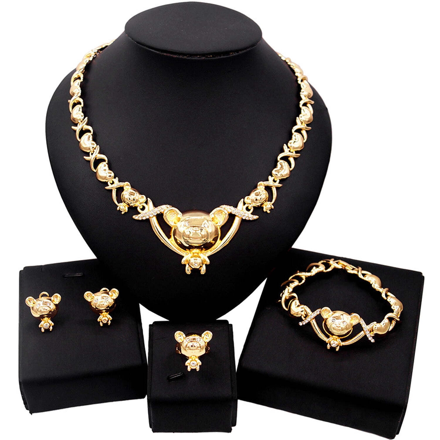 JoeytheJewelryNY HUGS &KISSES xo teddy bear set gold Plated #78 ...