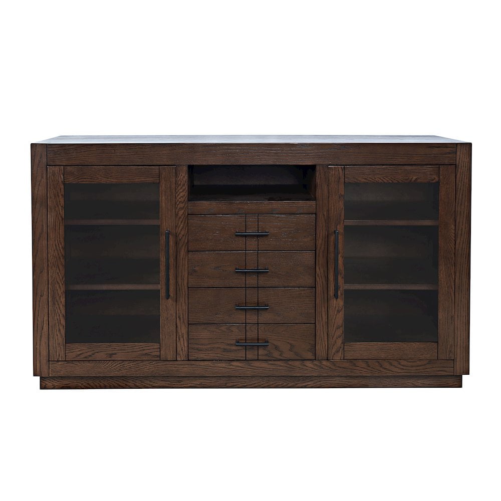 Jofran 50" Contemporary Media Console with Tempered Glass Doors, Drawers and Shelves - Walmart.com