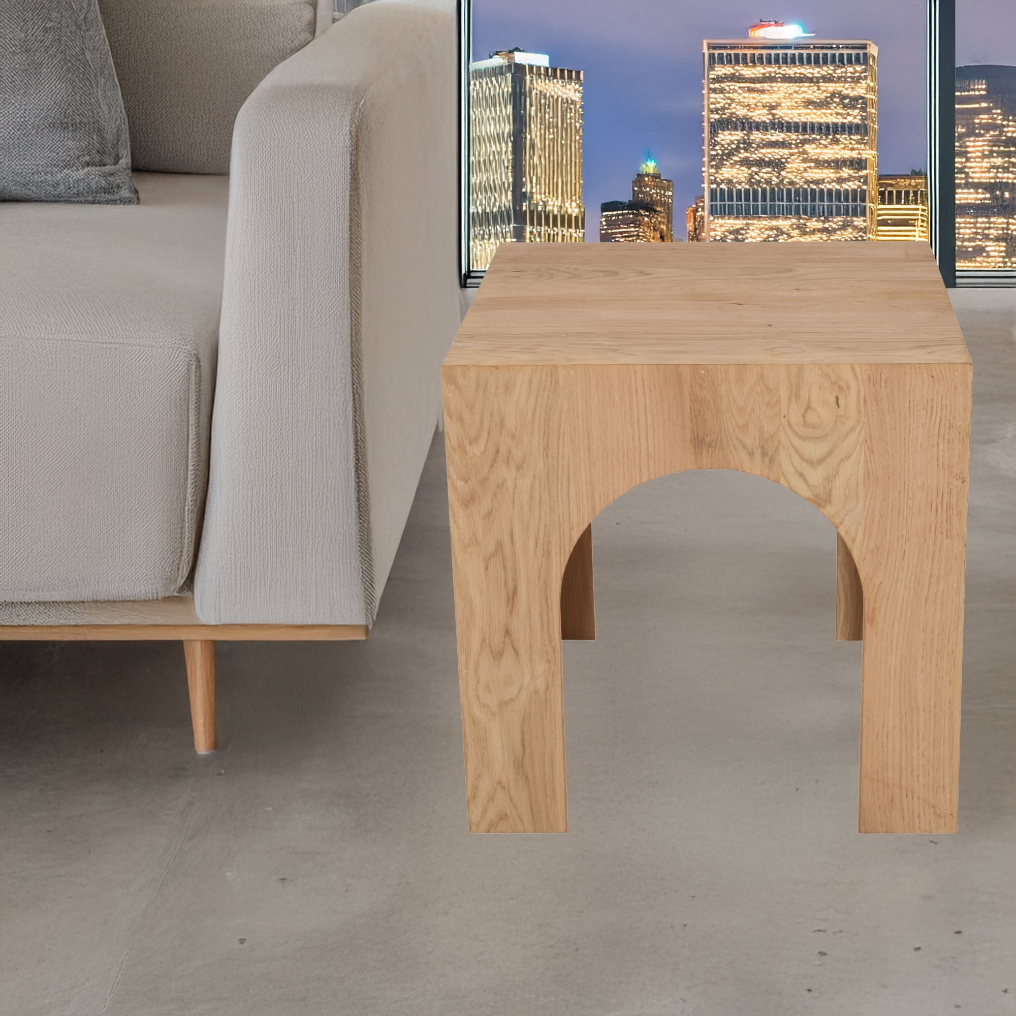 Jofran Archimedes 20" Arched Wood Square Modern Rustic End Table ...