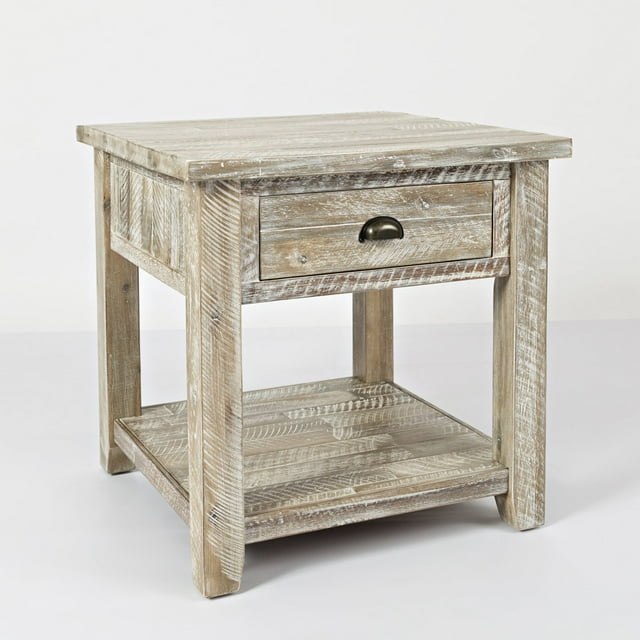 Jofran Artisan's Craft Rustic Farmhouse Distressed Acacia End Table ...