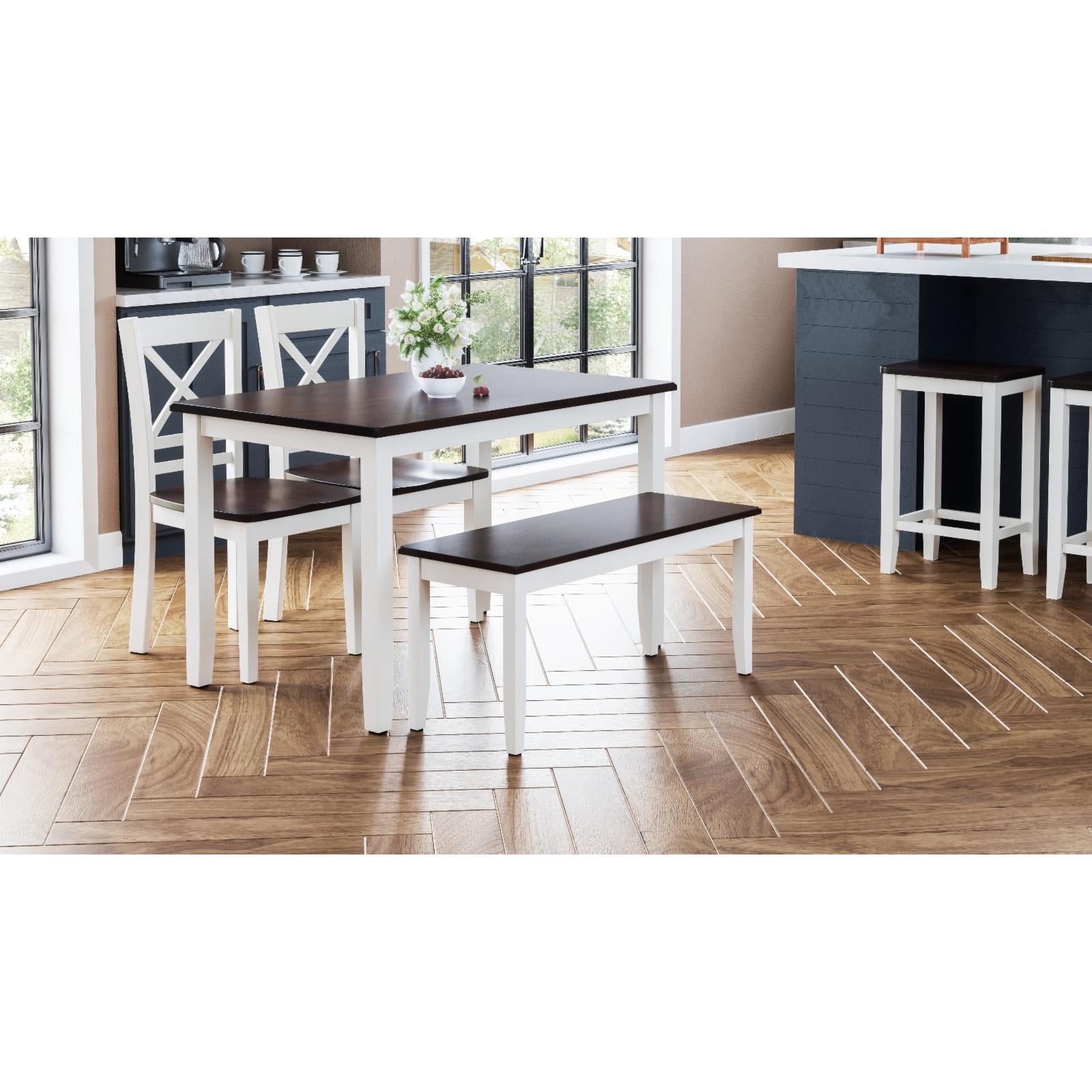 Jofran Asbury Park Solid Acacia Farmhouse 4-Pack Dining Set - Table ...