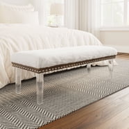 Jofran Sophia Modern Luxury Curved Upholstered Jacquard Bench - Large ...