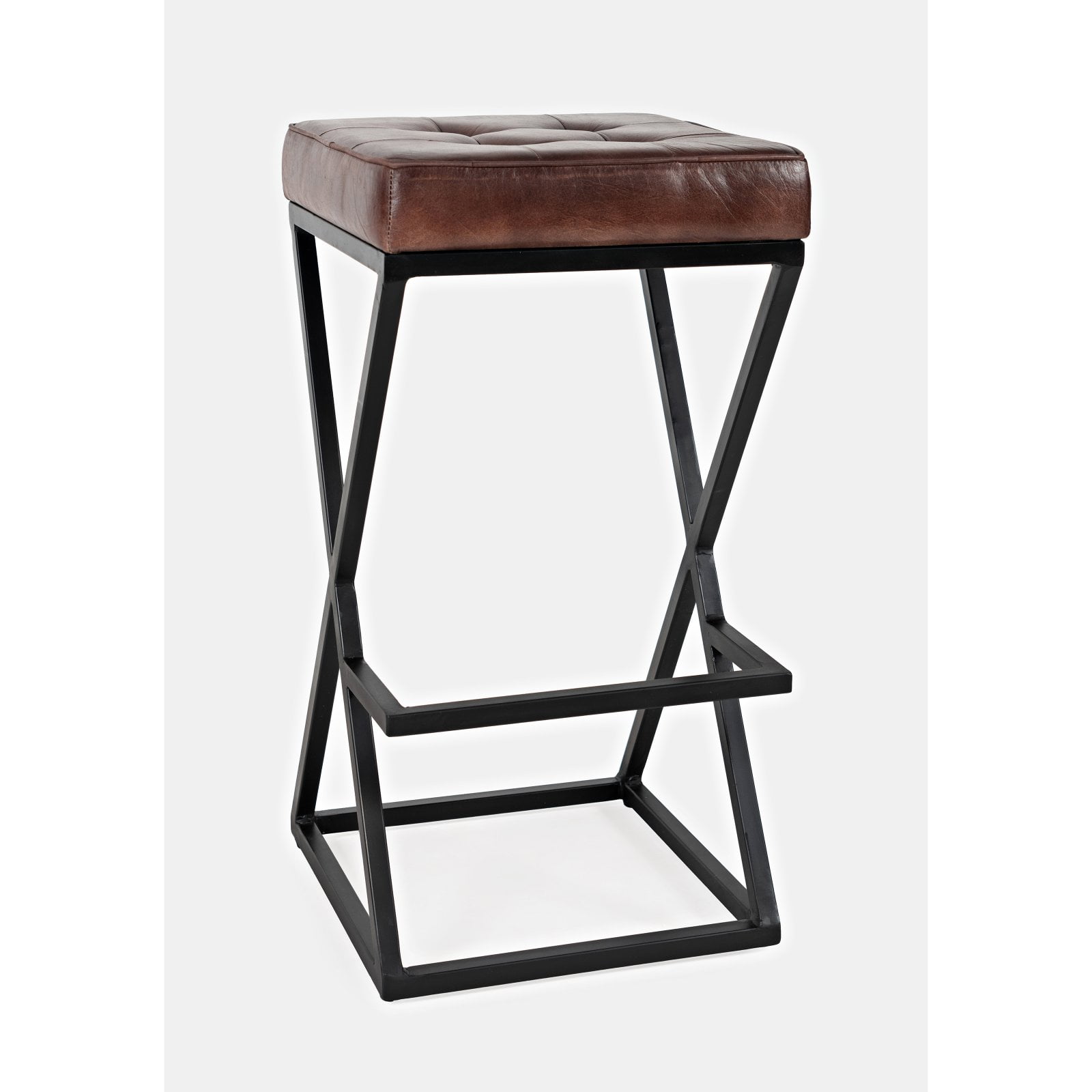 Jofran Brooks Distressed Modern Leather Backless Stool - Walmart.com