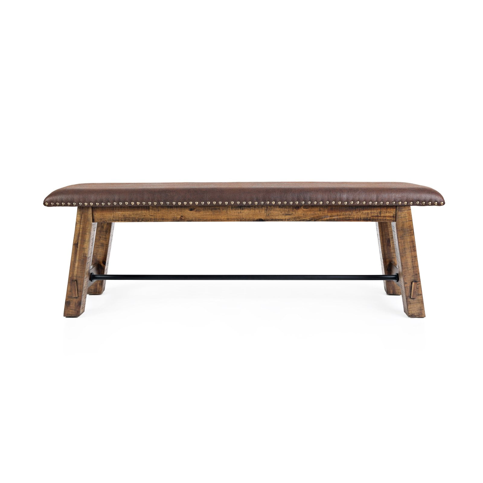 Jofran Cannon Valley Distressed Industrial 56" Distressed Wood Bench ...