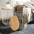 Jofran Global Archive Nested Storage Solid Wood and Metal Basket End Tables (Set of 2) - Walmart.com