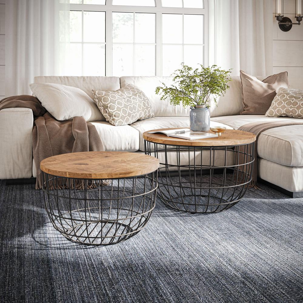 Jofran Global Archive Rondo Nested Storage Solid Wood and Metal Basket ...