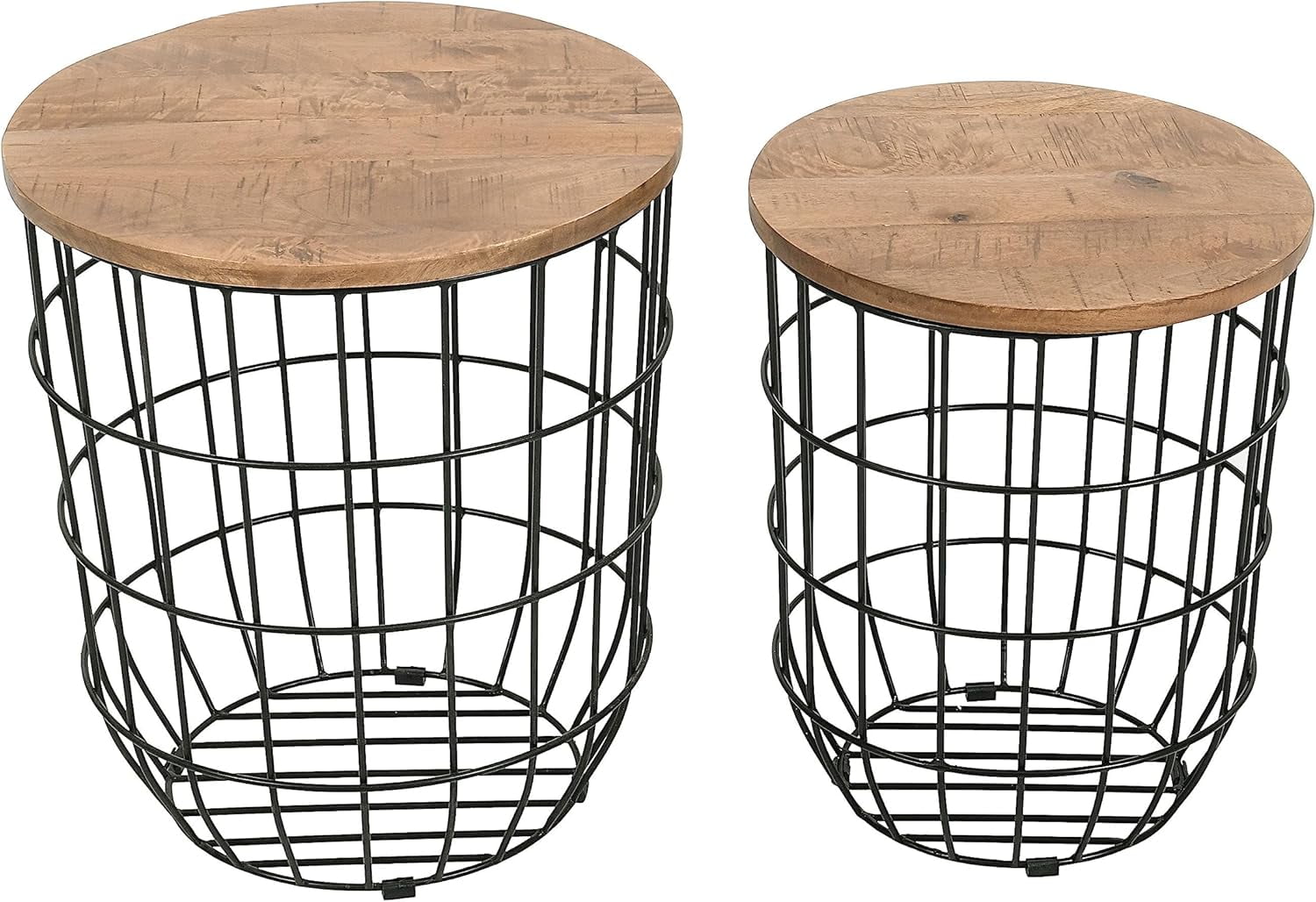 Jofran Global Archive Rondo Nested Storage Solid Wood and Metal Basket ...