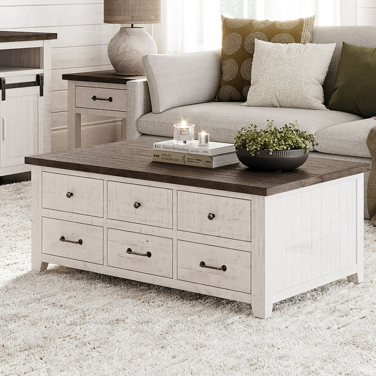 Jofran Madison County Rustic Reclaimed Pine 48 Farmhouse Harris Lift Top Coffee Table