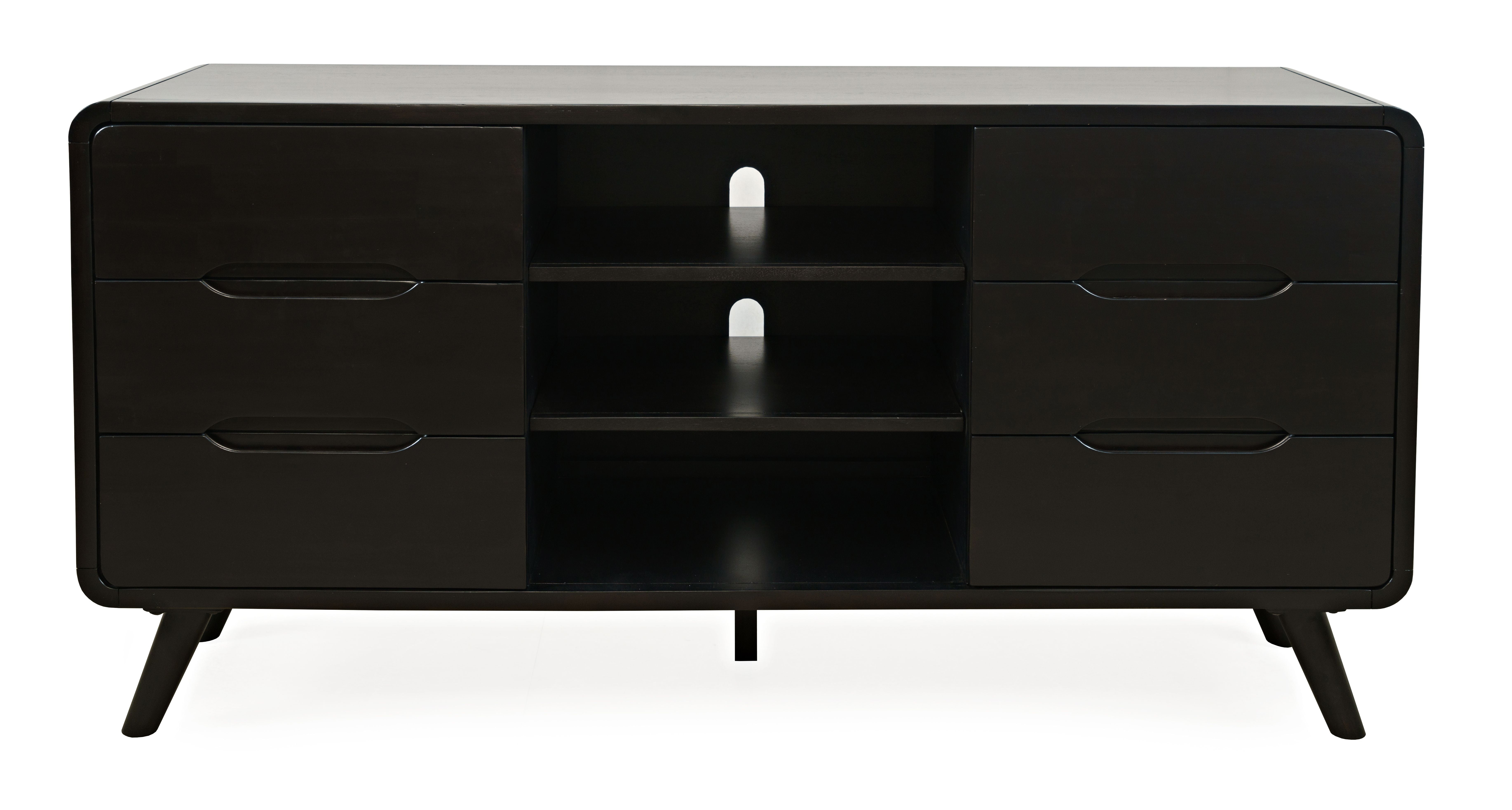 Jofran Marlowe Mid-Century Modern 64" Curved Media Console TV Stand ...