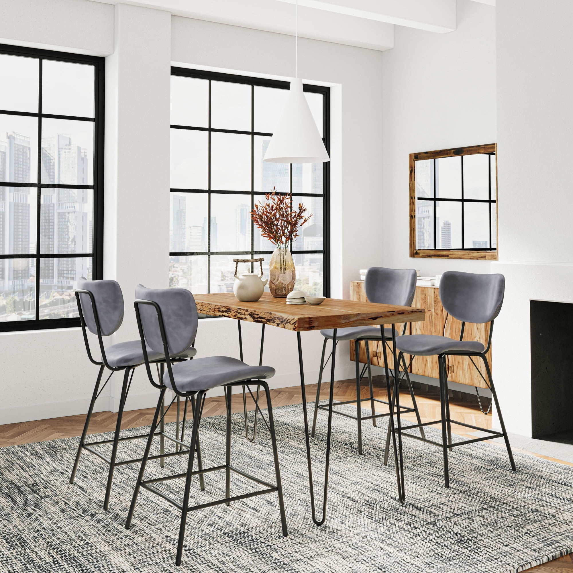 Jofran Nature's Edge Solid Acacia Five Piece Counter Height Dining Set ...