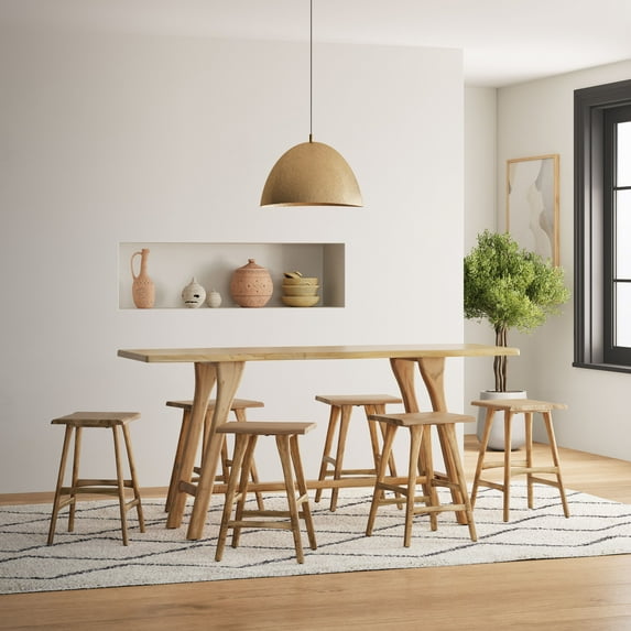 Jofran Sedona 79" Live Edge Solid Wood Rustic Seven Piece Counter ...