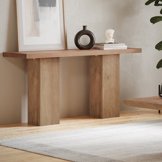 Jofran Sequoia Modern Rustic 58" Solid Wood Double Pedestal Console ...