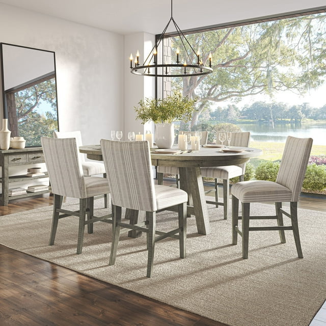 Jofran Telluride Contemporary Rustic Farmhouse Round to Oval Counter ...