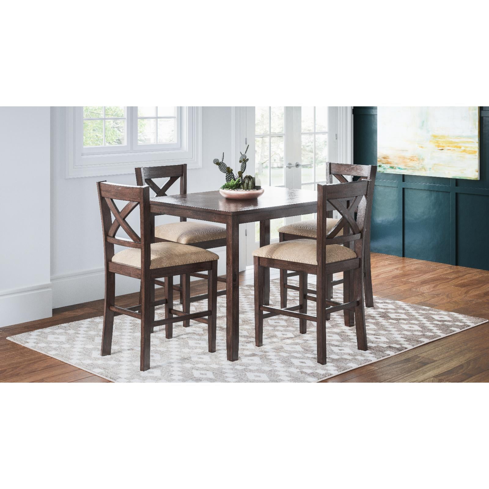 Jofran Walnut Creek 5 Pack Dining Set - Counter Height Table with 4 ...