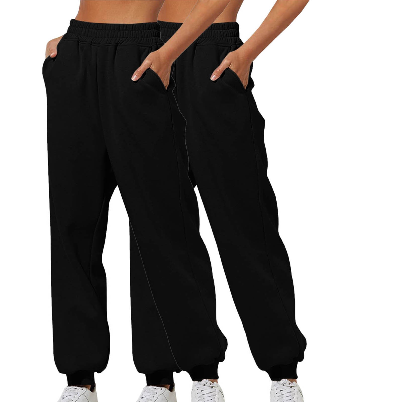 Jogger Running Pants 2pc Women's Casual Baggy Fleece Sweatpants High ...
