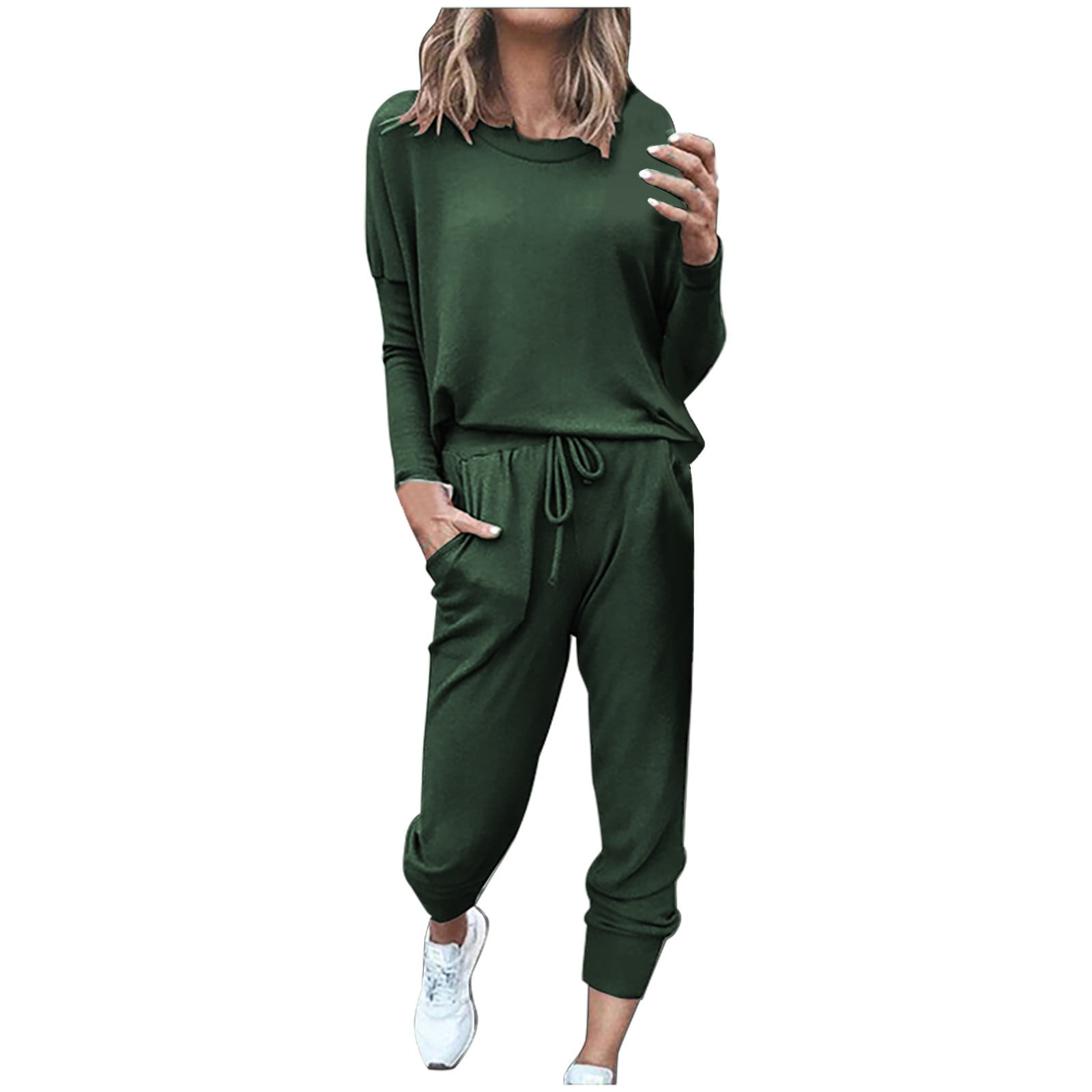 Jogger Set for Women, Ladies Two Piece Outfit Long Sleeve Pullover Tops ...