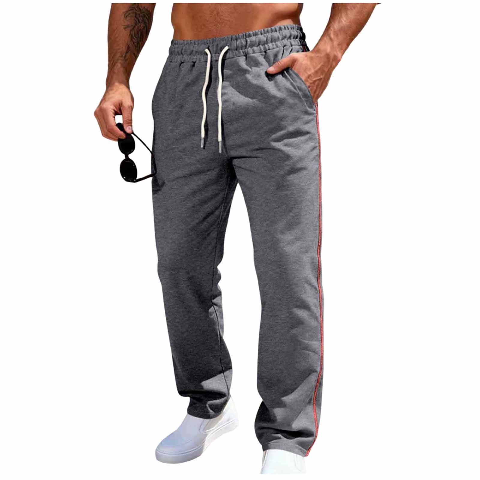 Joggers for Men Elastic Waist Pant with Pockets Drawstring Sweat Pant ...
