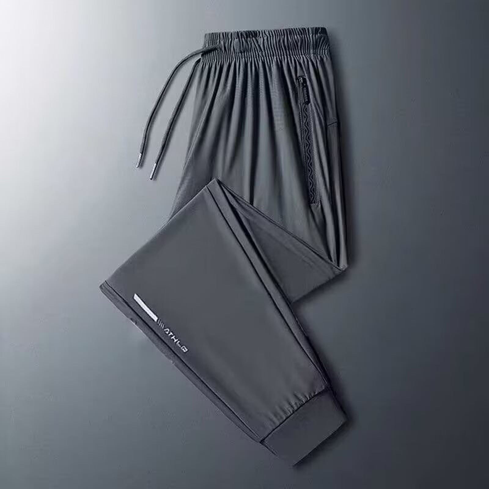 Joggers for Men Solid Color Mid Waisted Fast Dry Stretch Pants ...