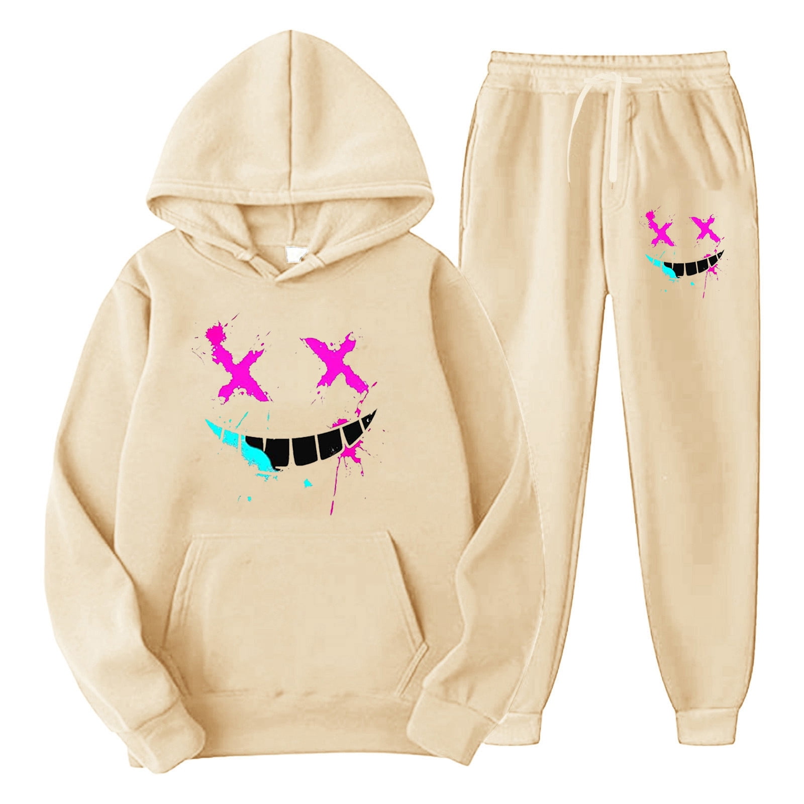 Jogging Suits for Men 2 Piece Set Casual Graphic Loose Hoodie ...