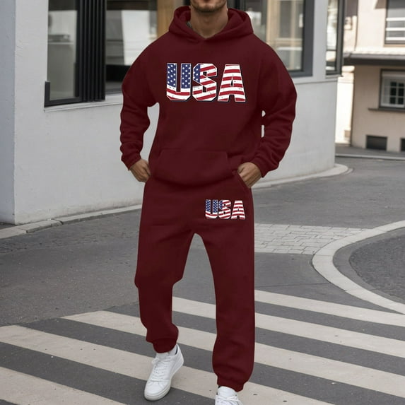 Jogging Suits for Men 2 Piece Set Casual Running Hoodie Sweatshirt and ...