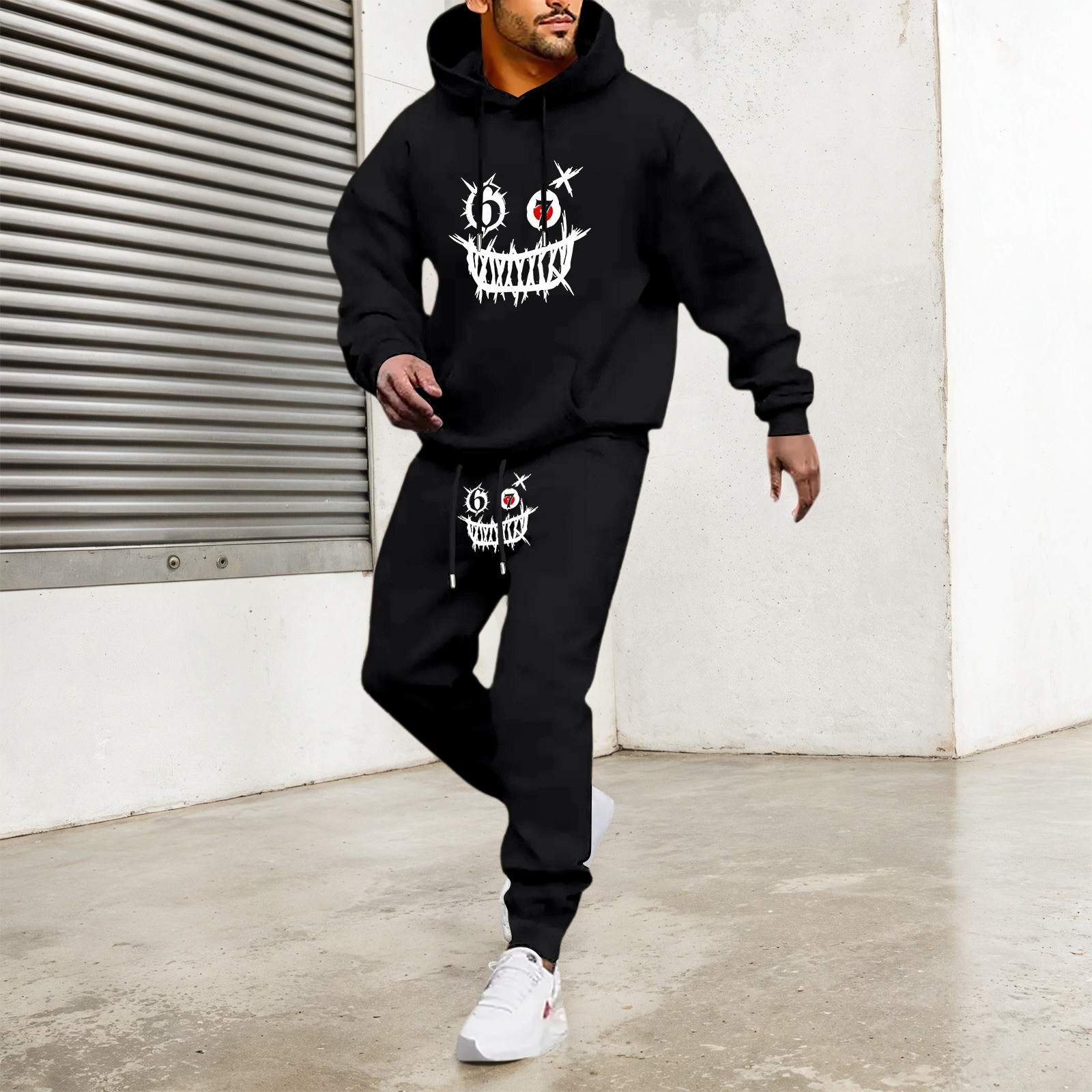 Jogging Suits for Men 2 Piece Set 67 Print Cardigan Hoodie Sweatshirt ...