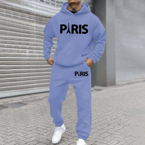 Jogging Suits for Men 2 Piece Set Casual Letter Print Hoodie Sweatshirt ...