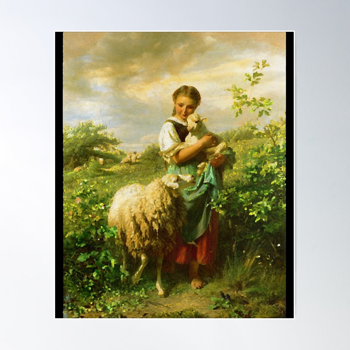 Johann Baptist Hofner The Shepherdess 1866 Poster Wall Art, Modern Wall ...