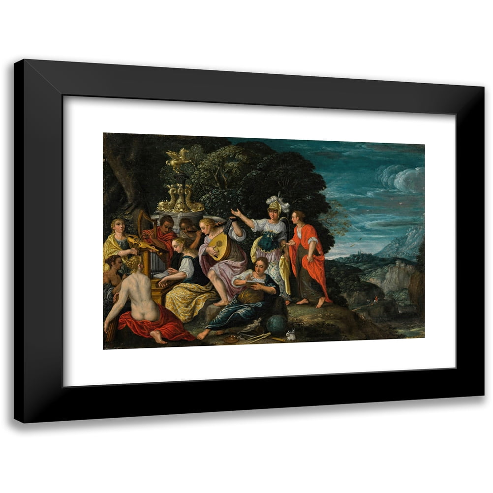 Johann König 24x17 Black Modern Framed Museum Art Print Titled - Minerva Visiting the Muses on ...